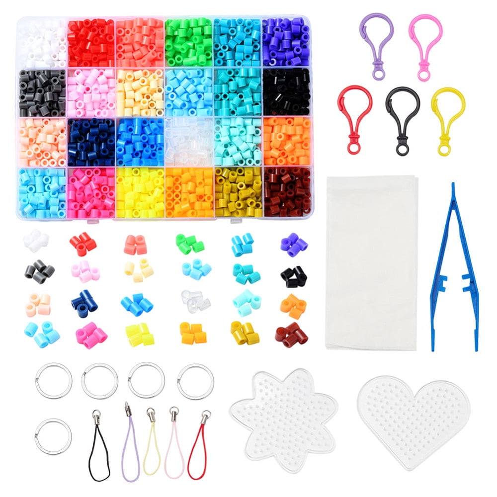 DIY Keychain Making Kits Including Tube PE Fuse Beads Heart & Flower ...