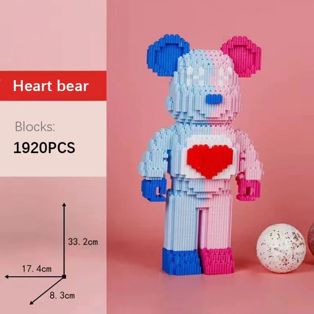 DIY Kids Toys Cartoon Mini Love Violent Bear Bearbrick Model with Light ...