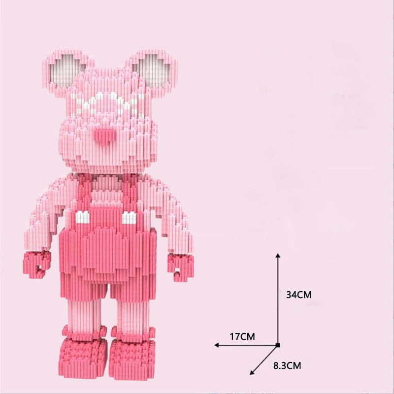 DIY Kids Toys Cartoon Mini Love Violent Bear Bearbrick Model with Light ...