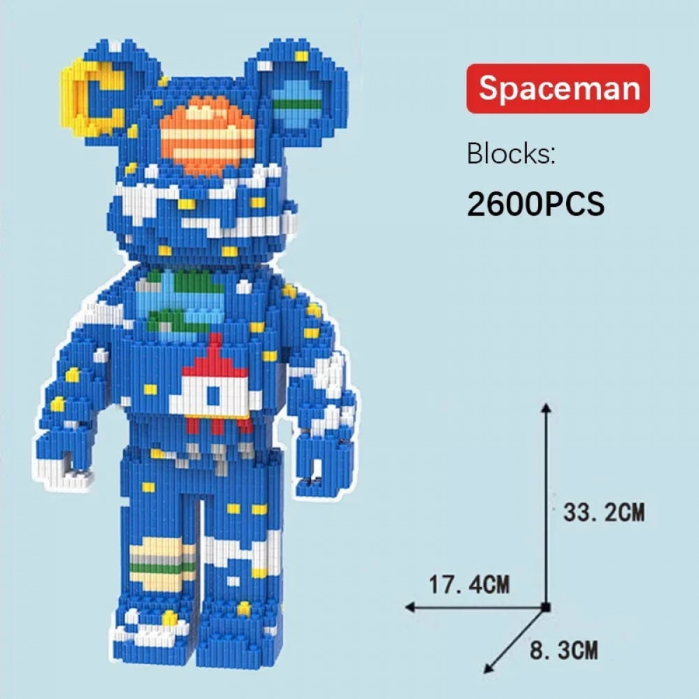 DIY Kids Toys Cartoon Mini Love Violent Bear Bearbrick Model with Light ...