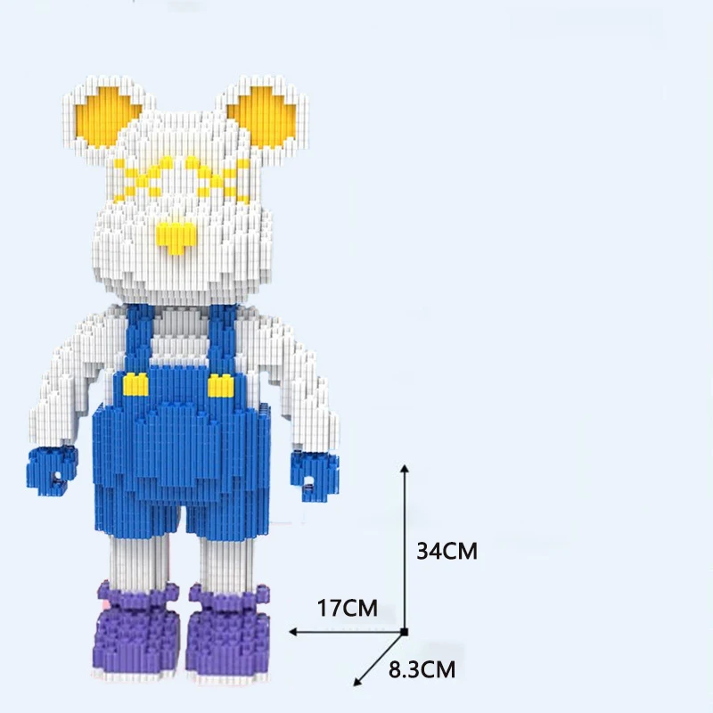 DIY Kids Toys Cartoon Mini Love Violent Bear Bearbrick Model with Light ...