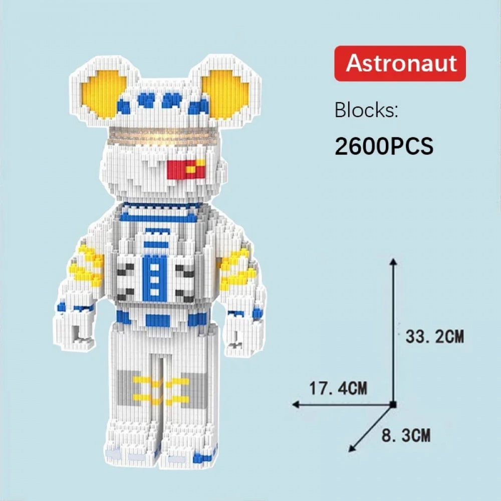 DIY Kids Toys Cartoon Mini Love Violent Bear Bearbrick Model with Light ...