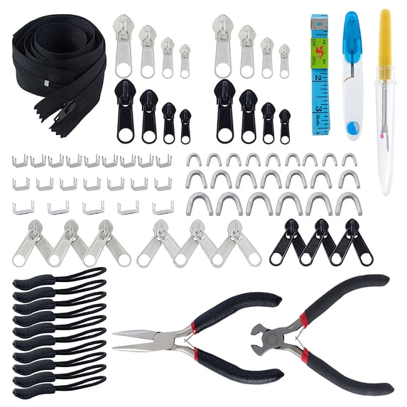 DIY Kit with Carbon Steel Pliers Tape Measure Nylon Closed-end Zipper ...
