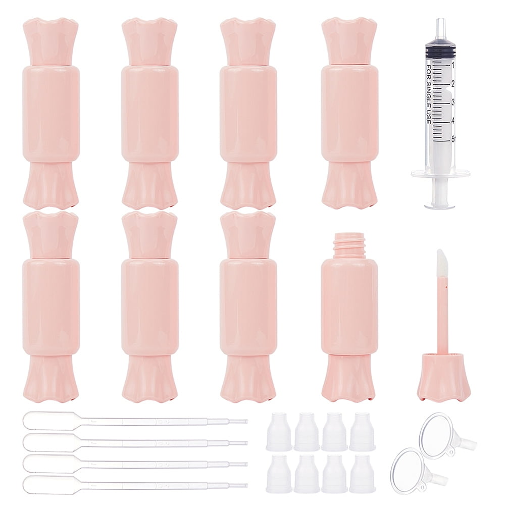 DIY Kit with Lip Glaze Bottles Syringe Plastic Funnel Hopper and ...