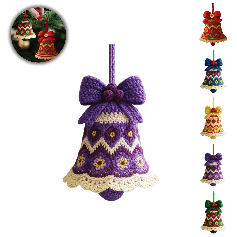 DIY Knitted Santa Claus Bell Ornament, Handmade Crochet Christmas Bell ...