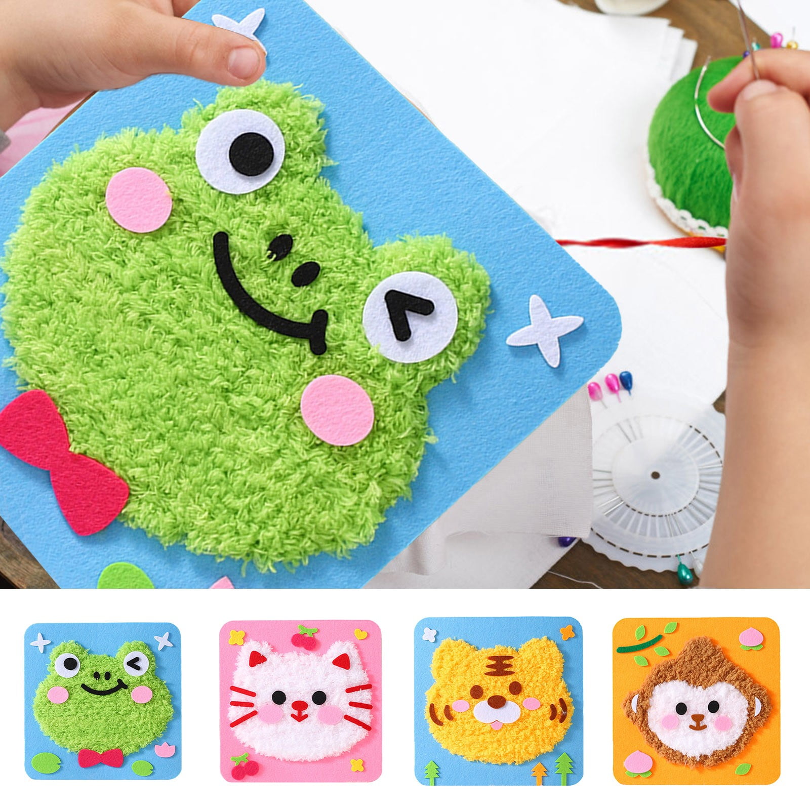 DIY Knitting Kids' Wool Embroidery Kit - Cartoon Design for Hand ...