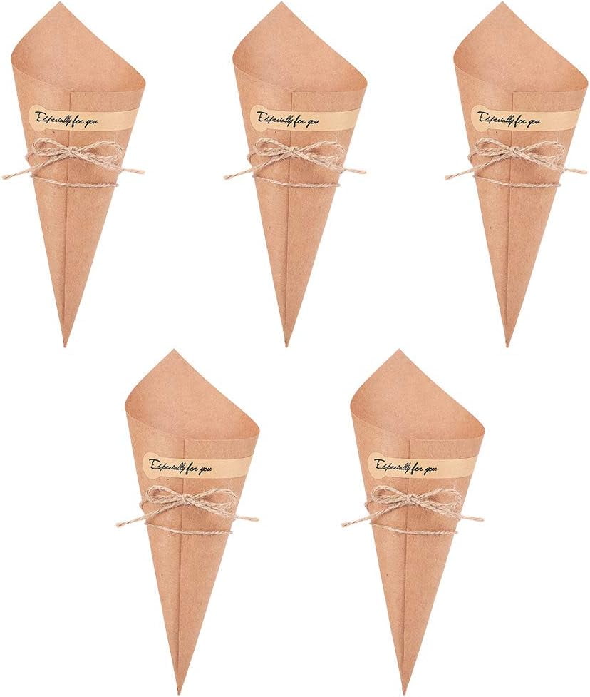 DIY Kraft Paper Crafts for Gift Cones Bouquet Flower Gift Box Tan Kraft ...