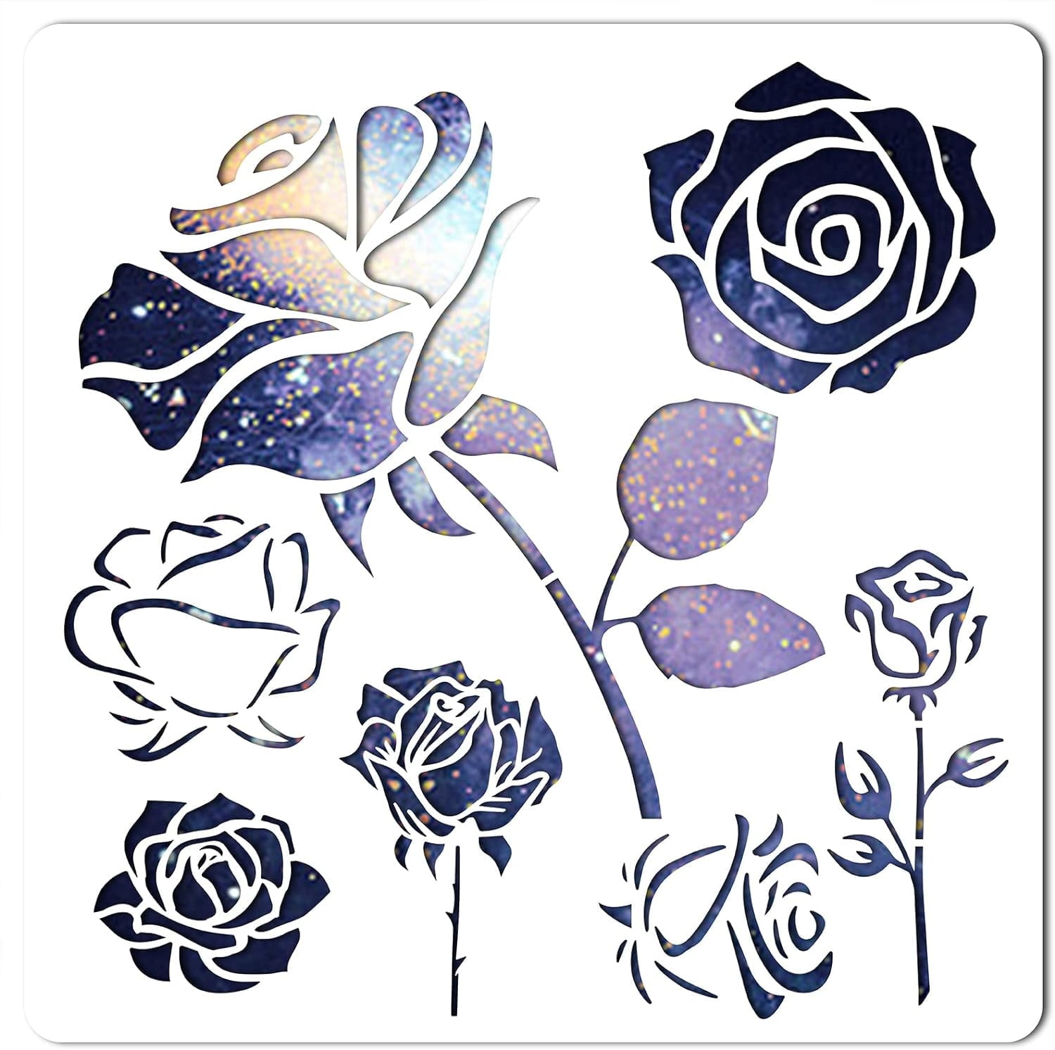 DIY Large Rose Flower Stencils Template 11.8x11.8 Inch Square Stencil ...