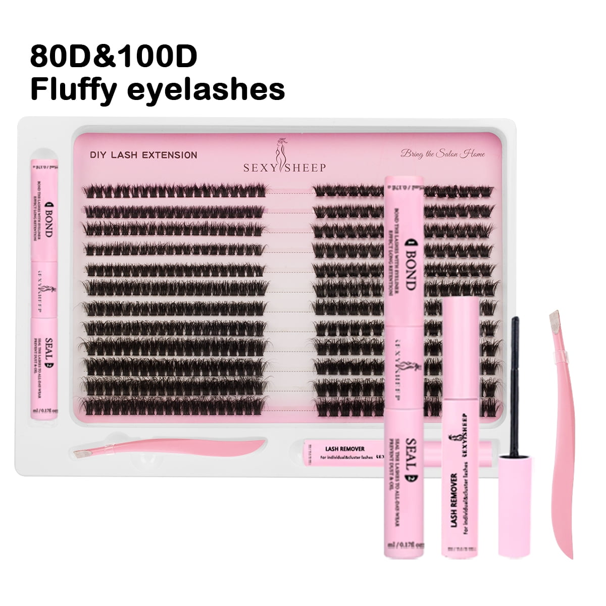 DIY Lash Extension Kit 480pcs Individual Lashes Cluster Mix 40D 60D 60D 80D with Lash Bond and ...