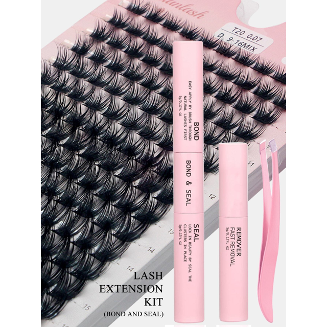 DIY Lash Extension Kit, Lash Cluster 140 Pcs with Strong Hold Lash Bond ...
