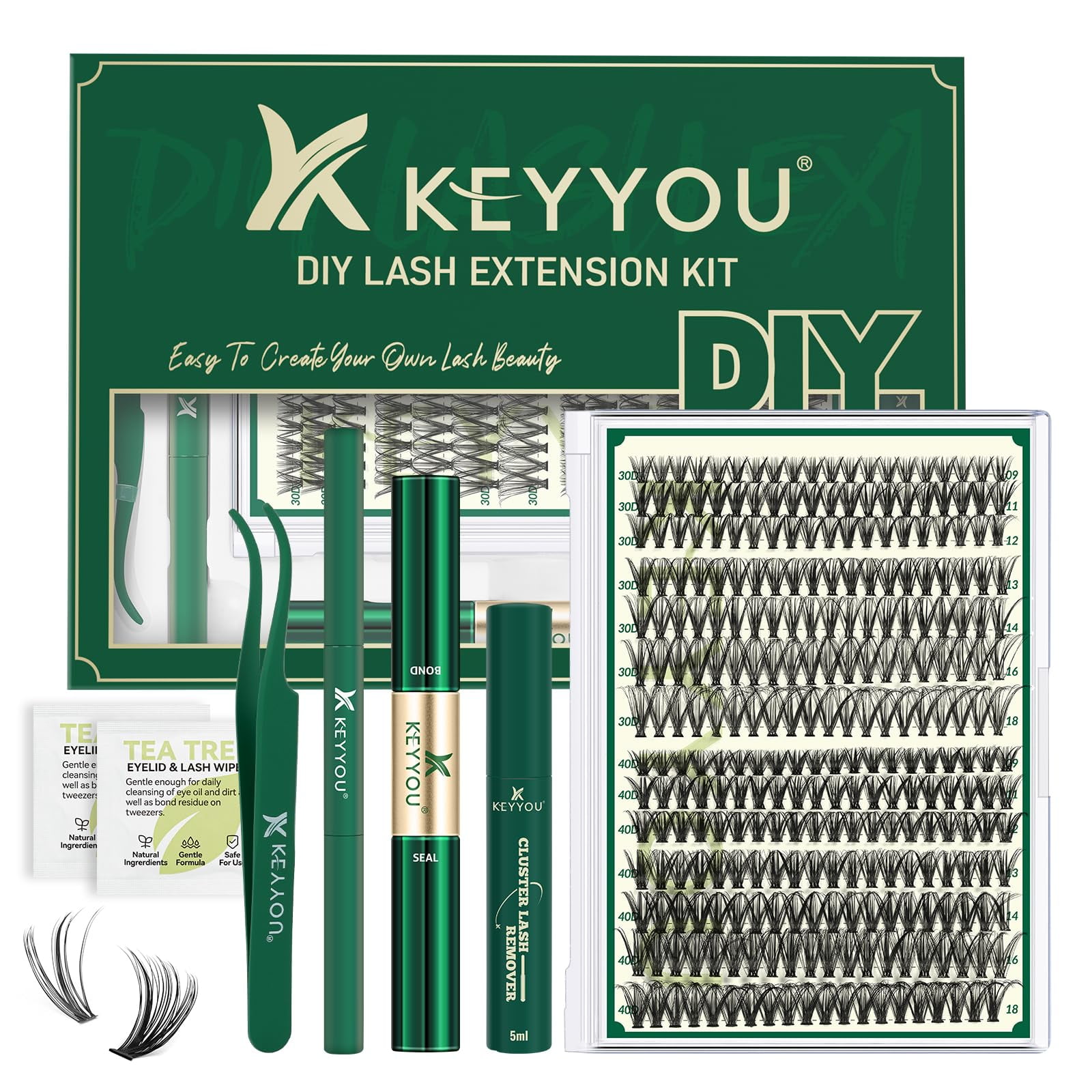 DIY Lash Extension Kit IFF17 KEYYOU 300Pcs Individual Eyelash Extension Kit 30D40DD 0.07D Curl 9 ...