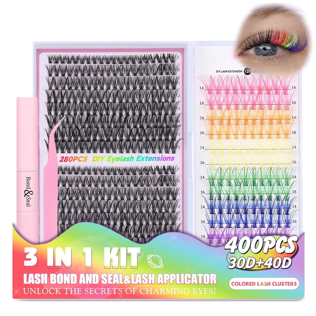 DIY Lash Extension Kit,Individual Lashes Clusters Kit 30D&40D Eyelash ...