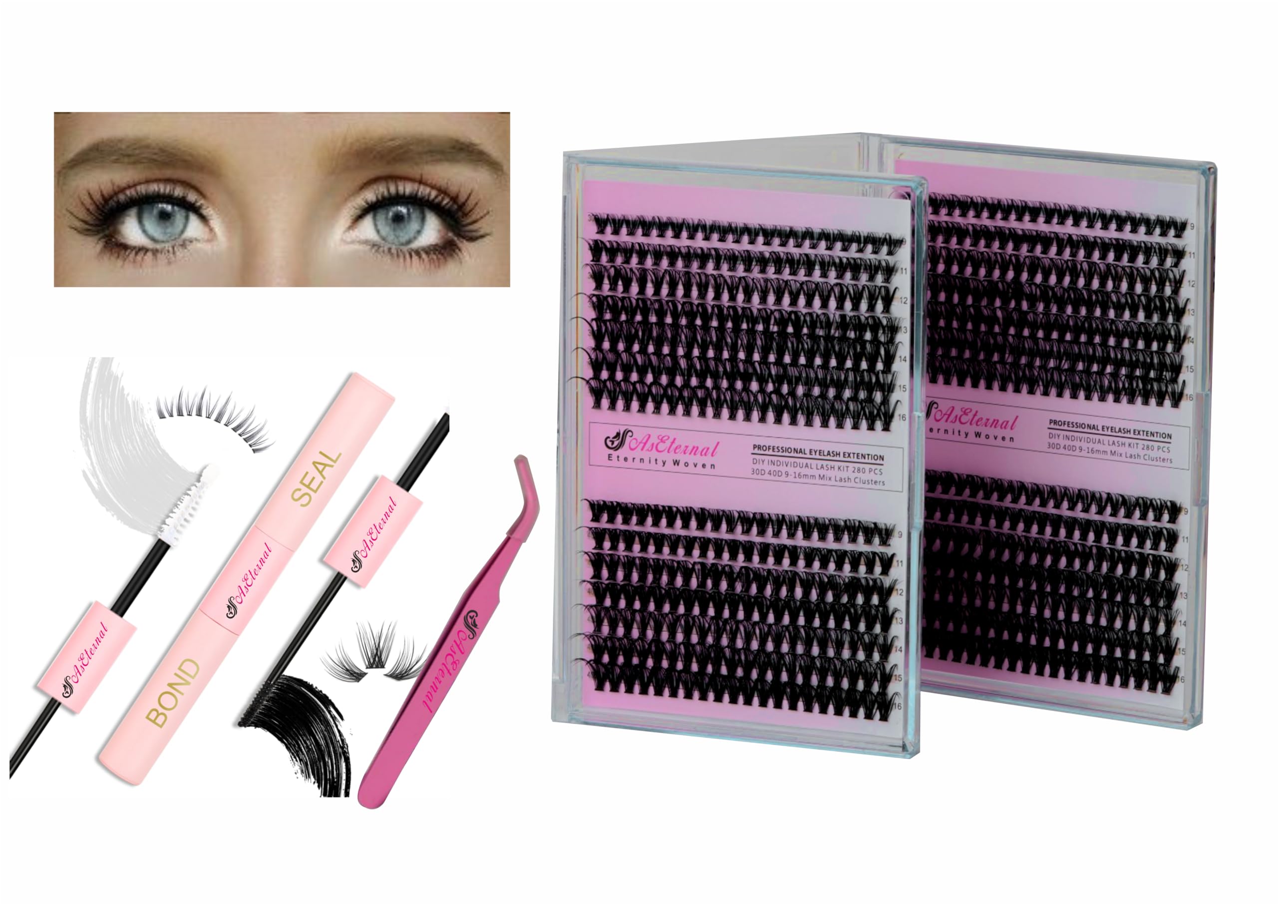 DIY Lash Extension Kit TSF6 280pcs AsEternal Individual D Extension Kit ...