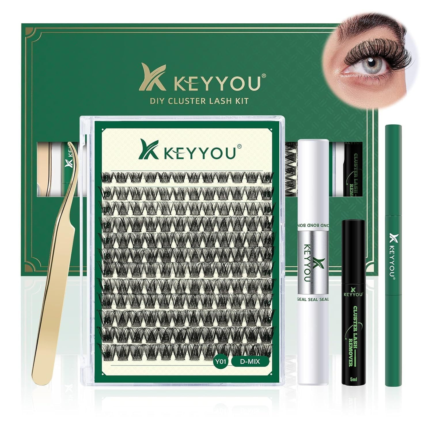 DIY Lash Extension Kit YBQF 144pcs Lash Clusters Eyelash Extension Kit ...