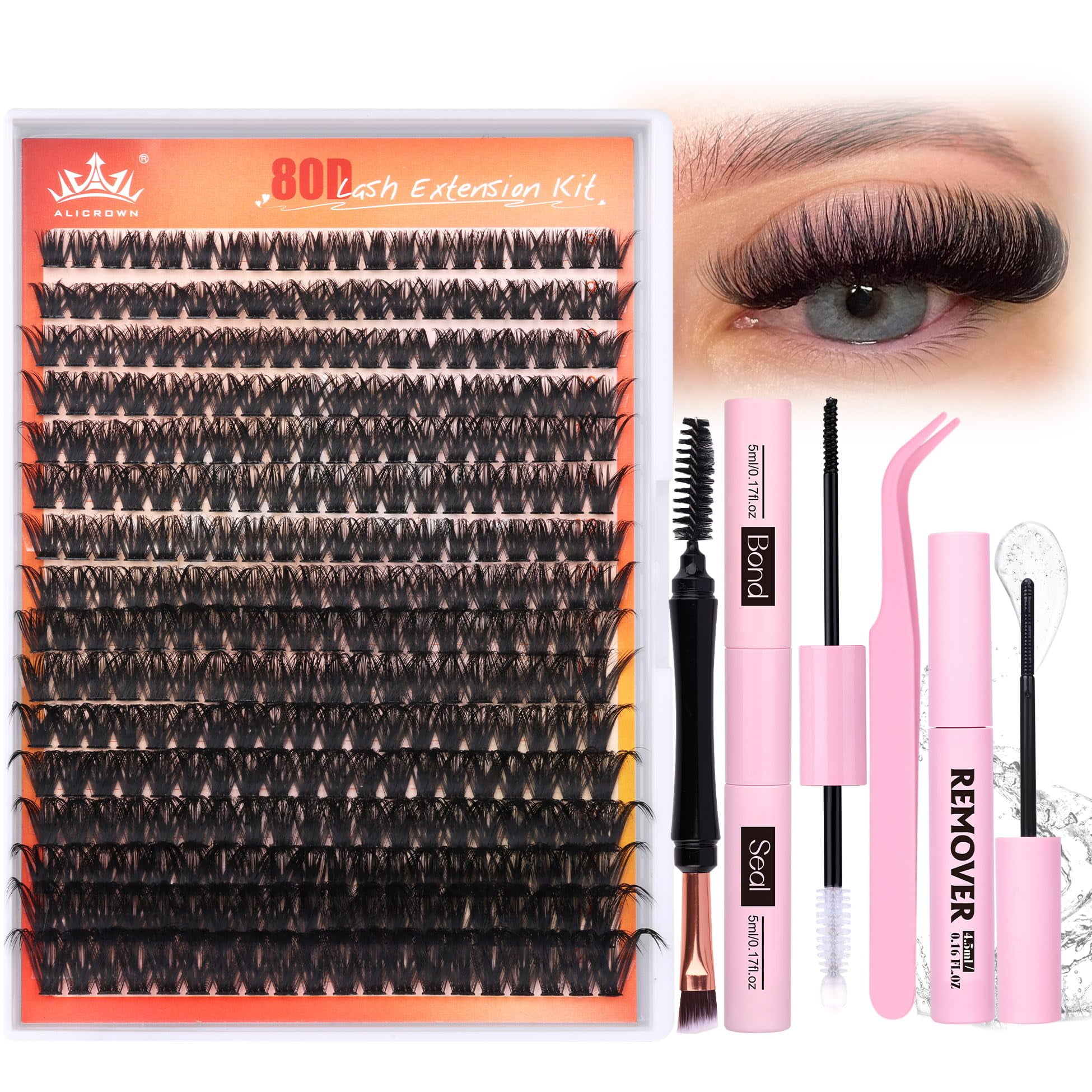 DIY Lash Extension Kit ZS23 Thick Lash Clusters Kit Fluffy Mink Eyelash ...