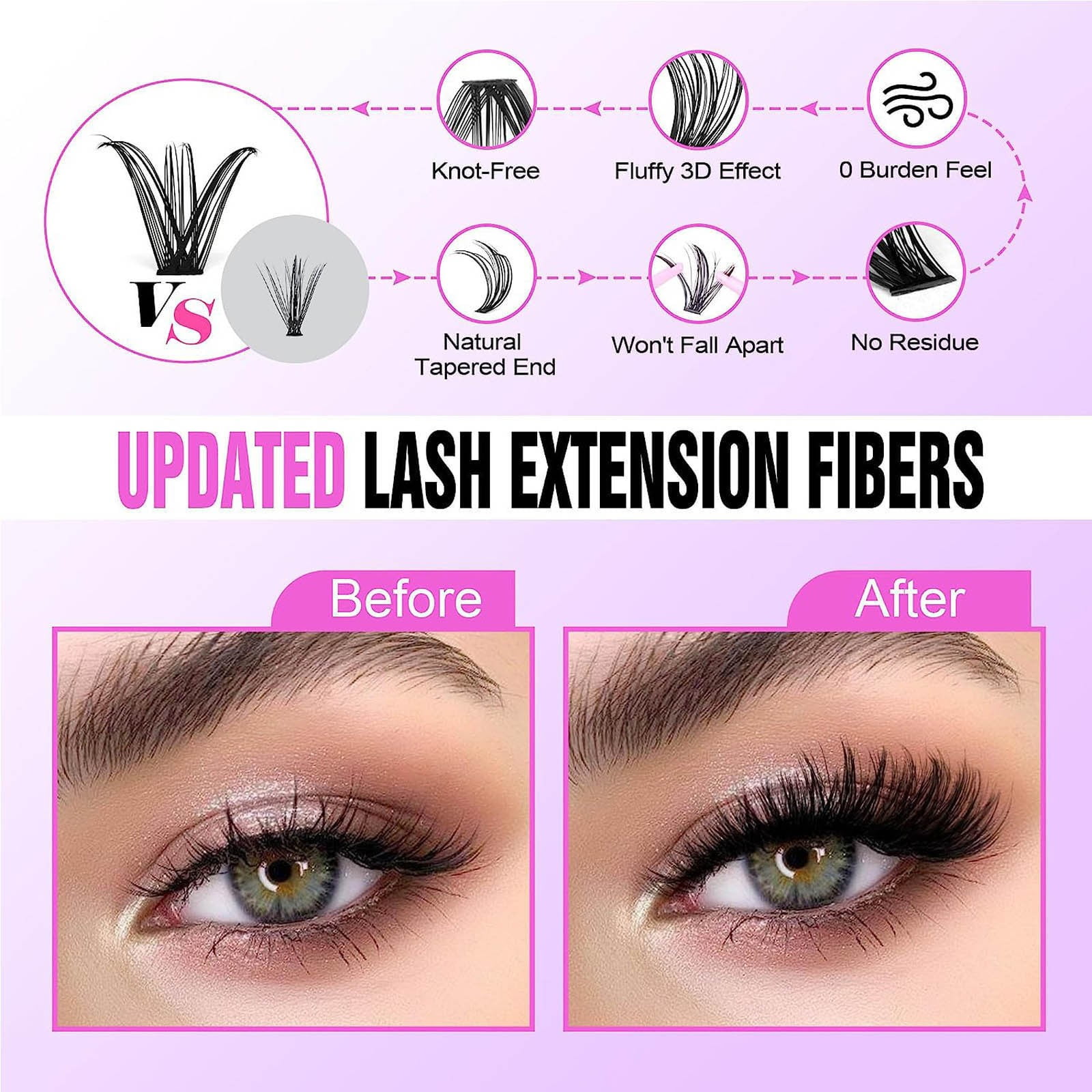 DIY Lash Extension Kit with Individual Cluster Lashes Lift Bond Seal ...