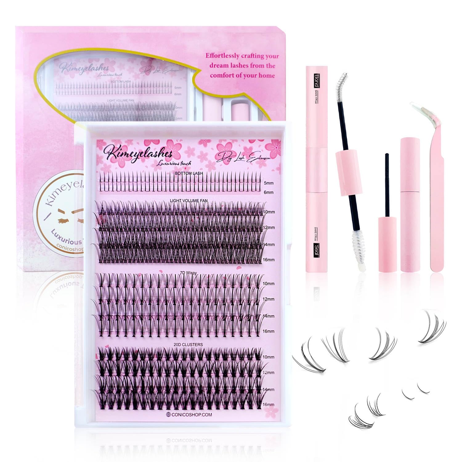 Self-adhesive False Eyelashes Reusable Natural 3D Lashes Curly Stick On ...