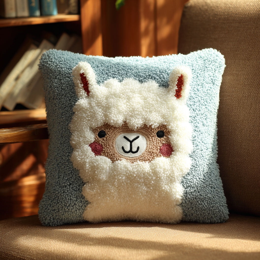 DIY Latch Hook Cushion Kit animal alpaca Printed Pillowcase Handmade ...