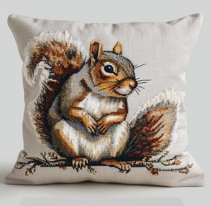 DIY Latch Hook Cushions Cartoon Squirrel Latch Hook Kits Animals DIY ...