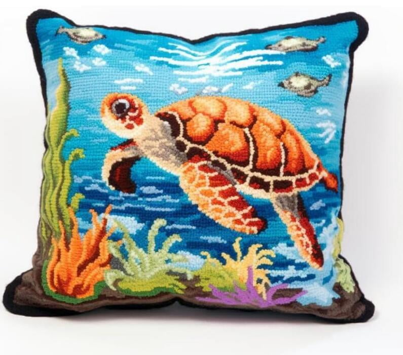 DIY Latch Hook Kit Cushion Turtles and Seaweed Cross Stitch Sofa ...