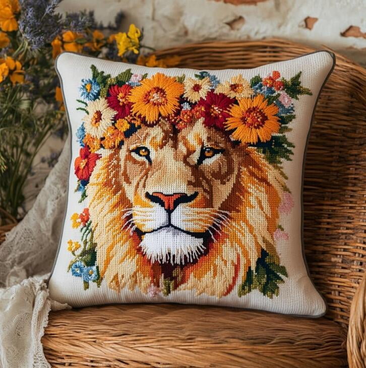 DIY Latch Hook Kit Lion and Flowers Latch Hook Kits Anime Animals DIY ...