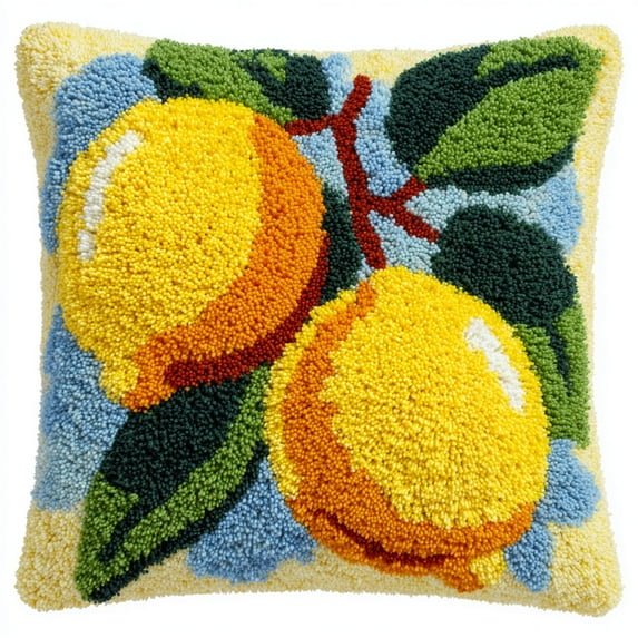 DIY Latch Hook Kits Cartoon Lemon Hooking Handmade Pillow Cover Cushion ...