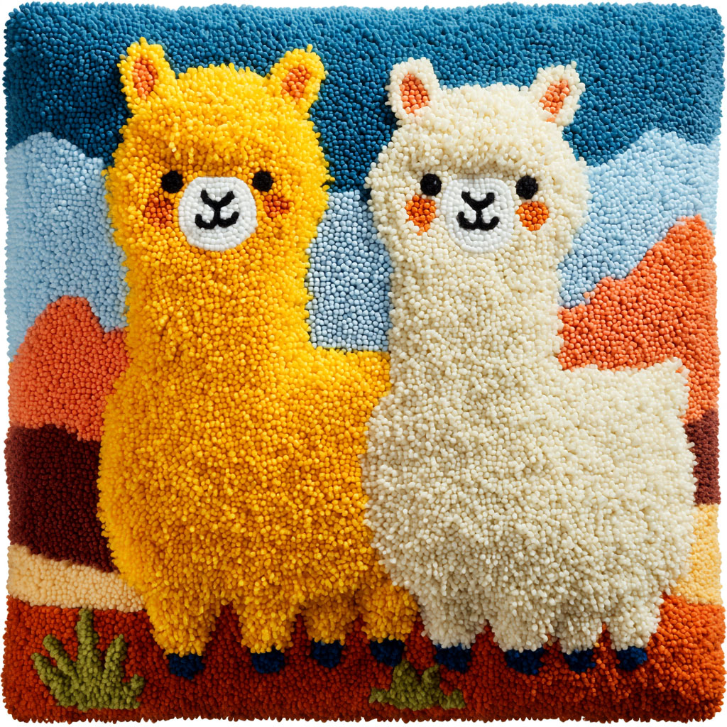 DIY Latch Hook Kits animal alpaca Hooking Handmade Pillow Cover Cushion ...