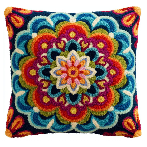 DIY Latch Hook Pillow Kit,Flower Pattern Cushion Kit For Adults ...