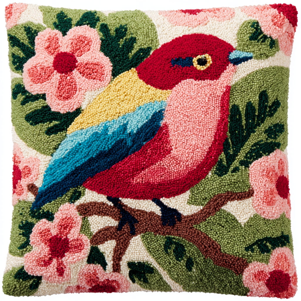 DIY Latch Hook Pillow Kits Animals, birds and flowers 17x17inch Cushion ...