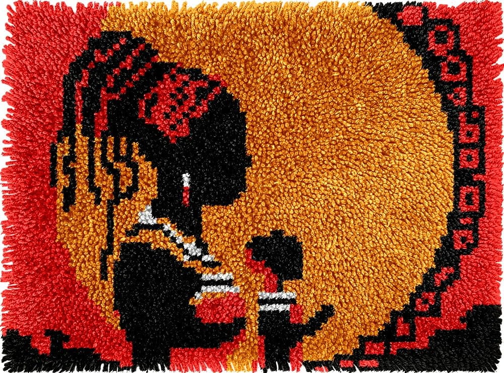 DIY Latch Hook Rug Kits African Woman DIY Cushion Tapestry Making ...