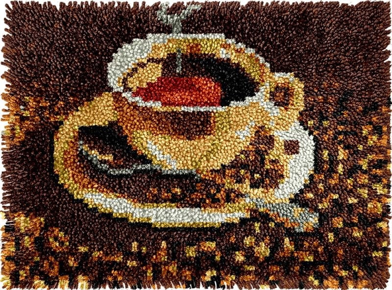 DIY Latch Hook Rug Kits Coffee DIY Cushion Tapestry Making Crochet ...