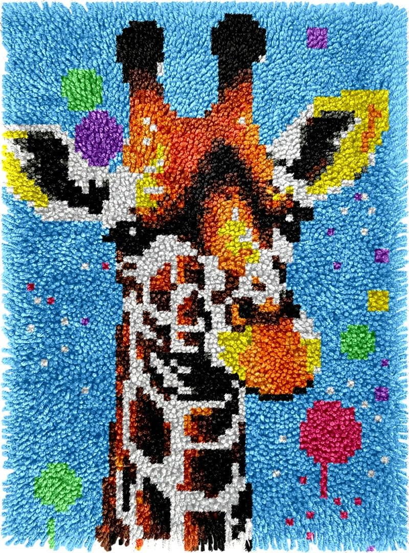 DIY Latch Hook Rug Kits Color Graffiti Giraffe DIY Cushion Tapestry ...