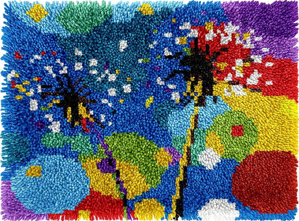 DIY Latch Hook Rug Kits Colorful Dandelion DIY Cushion Tapestry Making ...