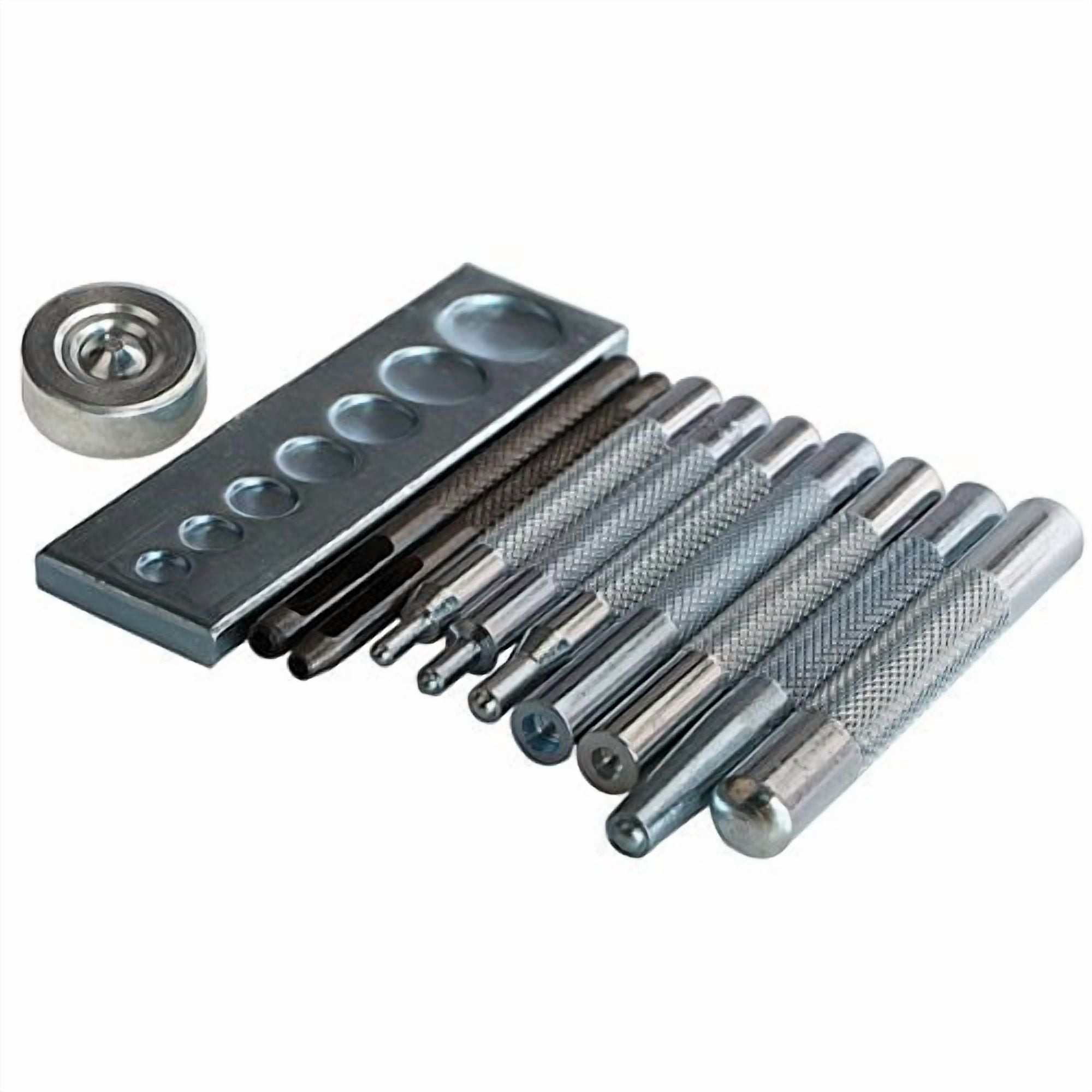 DIY Leather Craft 11pcs Craft Tool Die Punch Snap kit Rivet Setter with Base for Punch Hole and ...