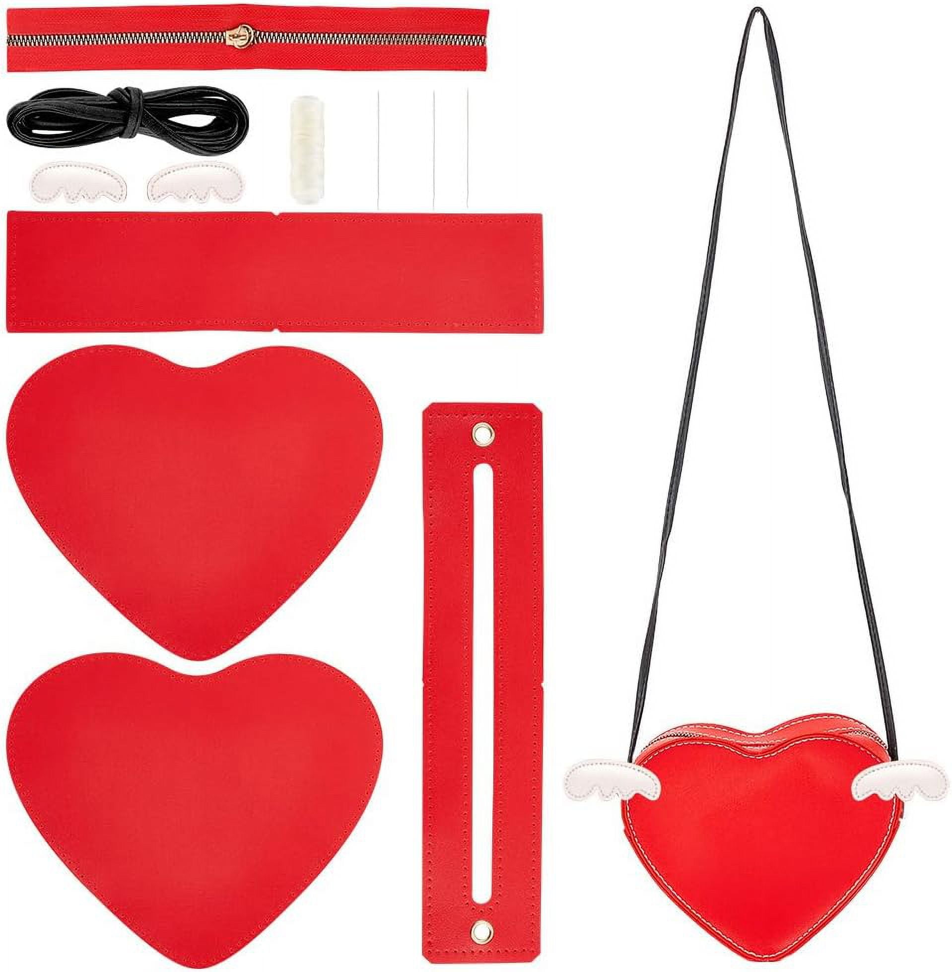DIY Leather Crossbody Bag Making Kit PU Leather Heart Shaped Purse ...