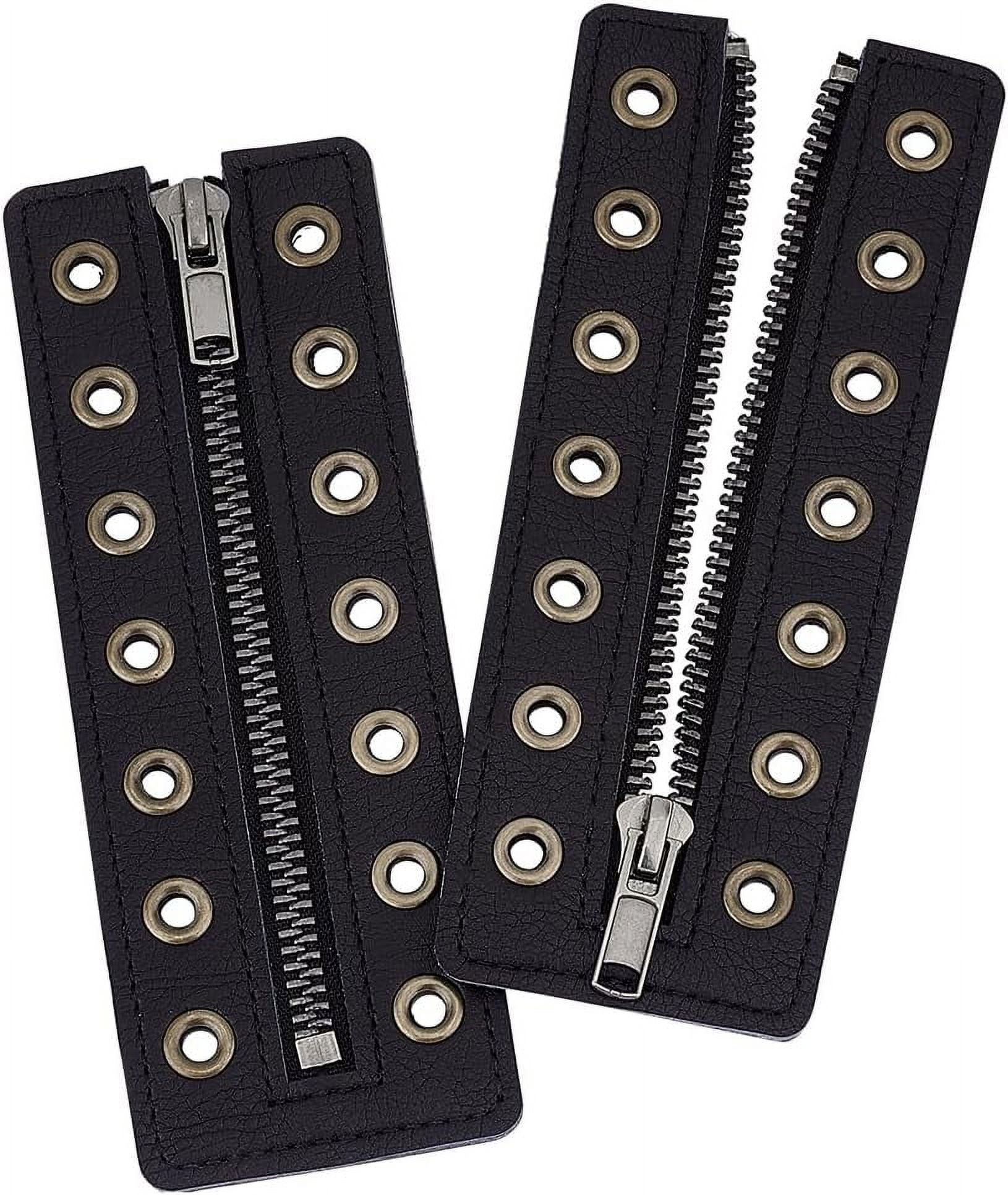 DIY Leather Lace-in Boot Zipper Inserts 7 Eyelet Black Zipper Boot No ...