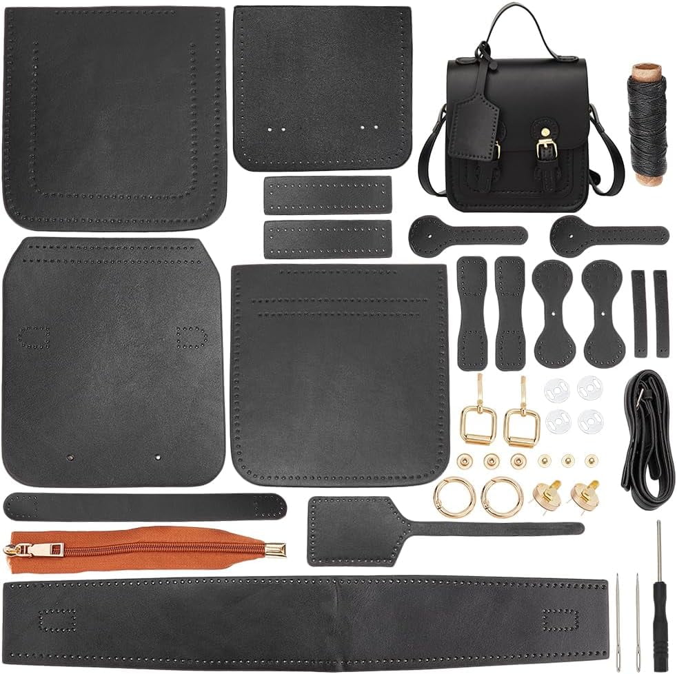 DIY Leather Shoulder Bag Making Kit PU Leather Crossbody Bag Sewing ...