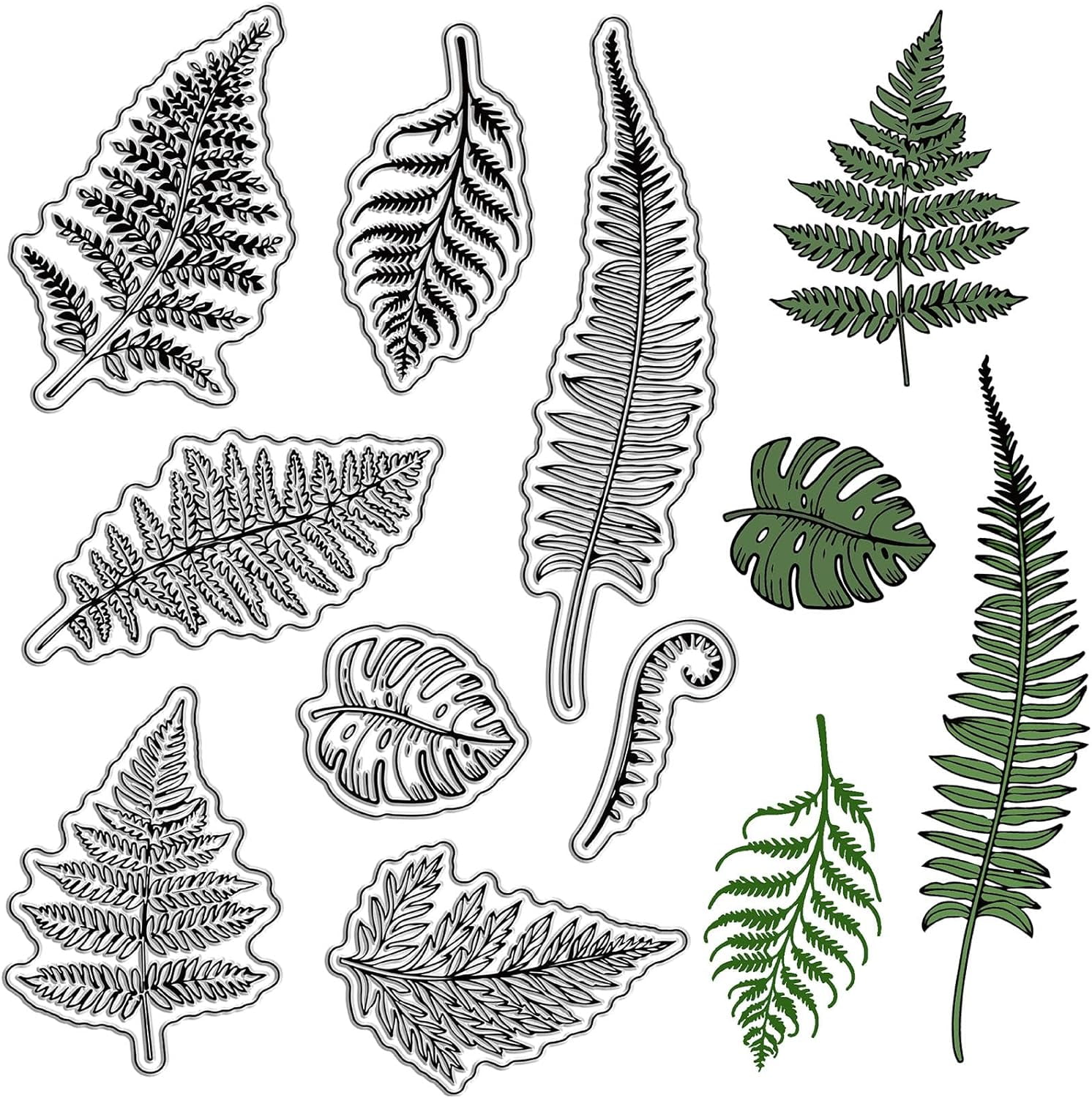 DIY Leaves Rubber Stamps Tree Leaf Transparent Clear Stamps Silicone ...