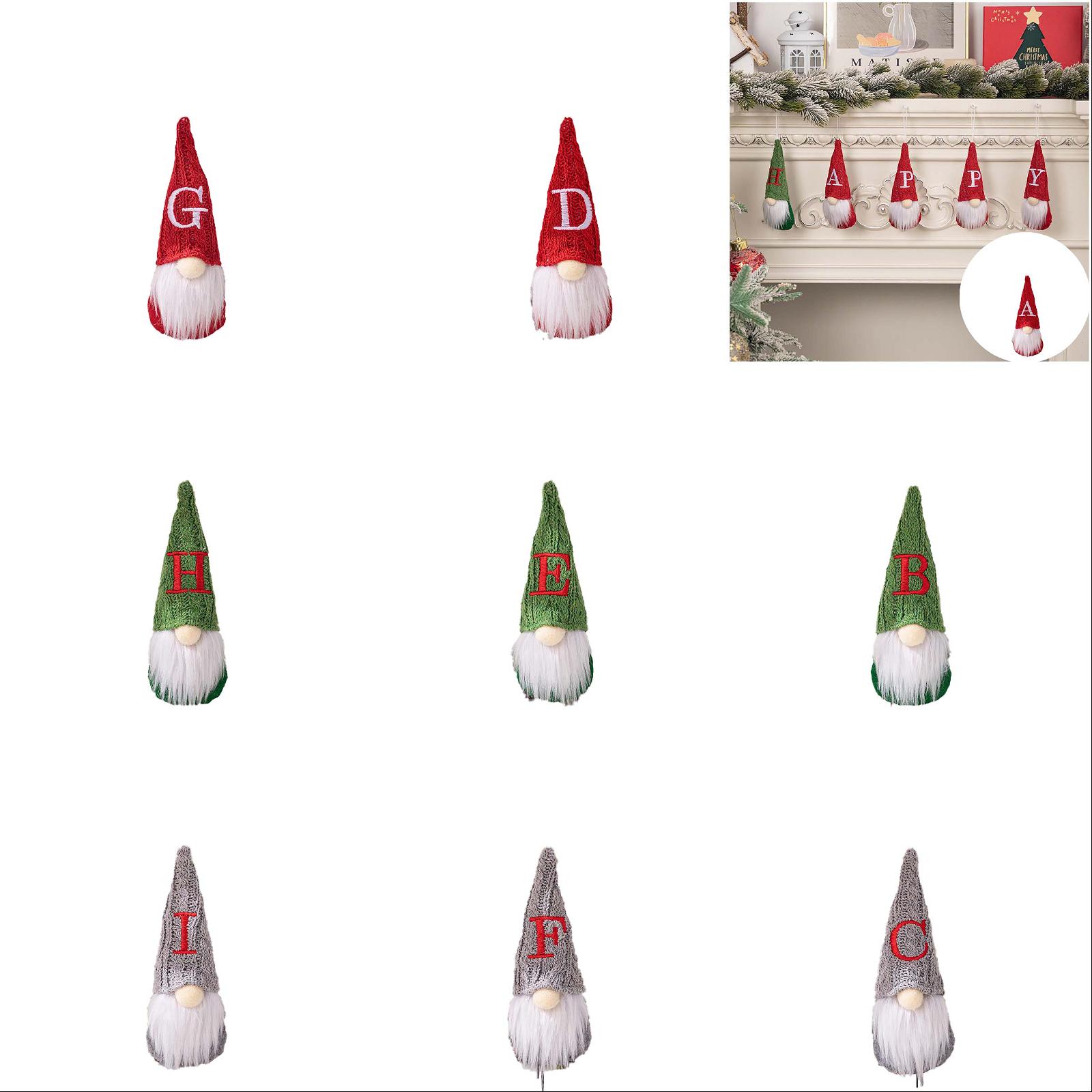 DIY Letter Pendant Doll Santa Tree Pendant Knitted Embroidery Letter ...