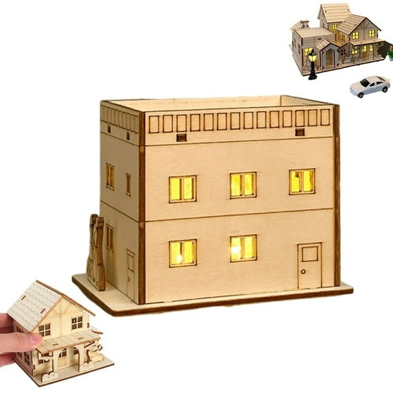 DIY Light-Up Wooden Christmas Village Houses, Handcraft House Assembly Kit for Holiday Decor ...