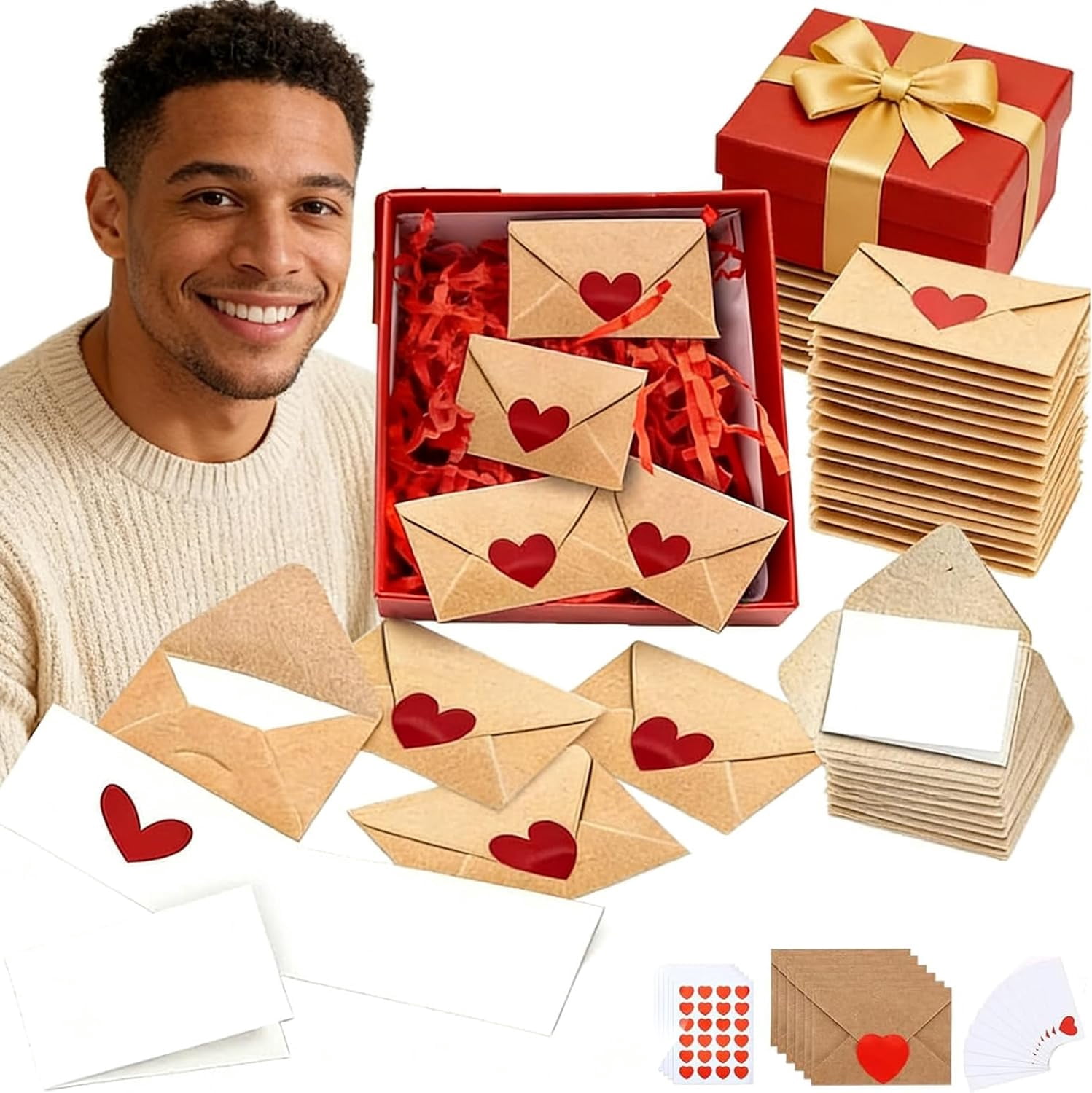 DIY Love Note Box - Mini Blank Cards and Envelopes for Him/Her, Note ...