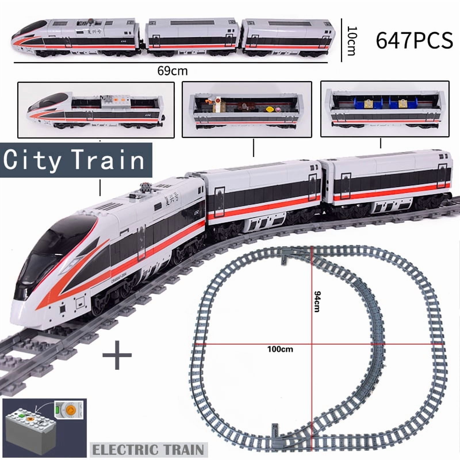 DIY MOC City Series Train Metro Tracks Building Blocks Railroad ...
