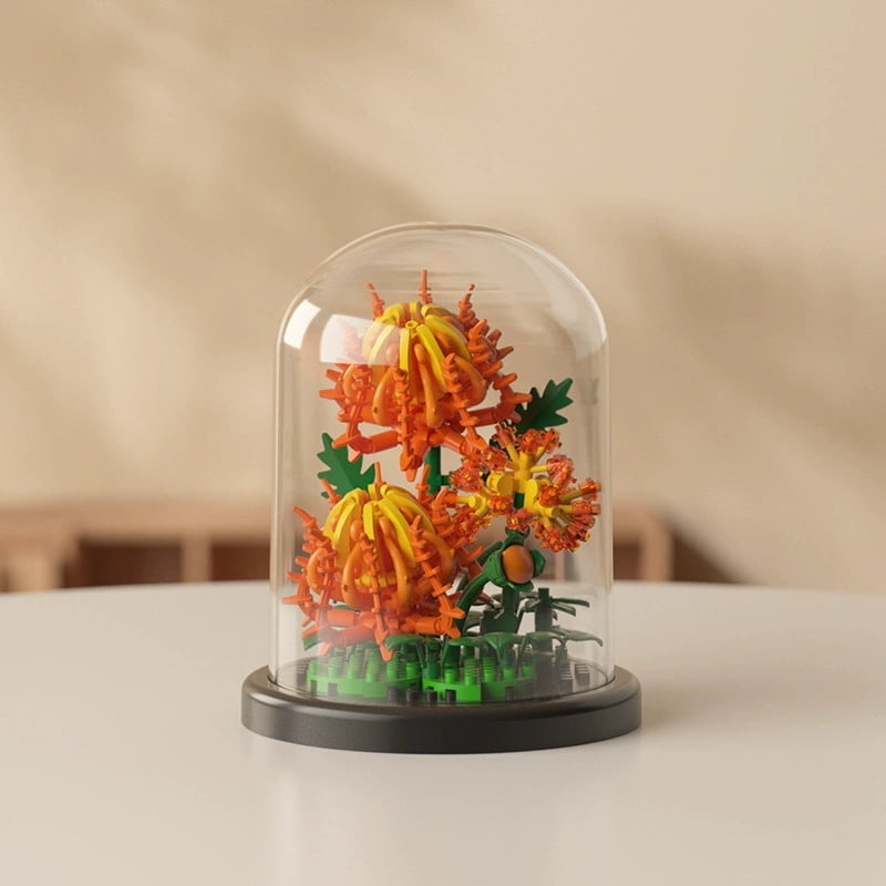 DIY MOC Flower Arrangement Dust Cover Tulip Rose Sunflower Plants ...