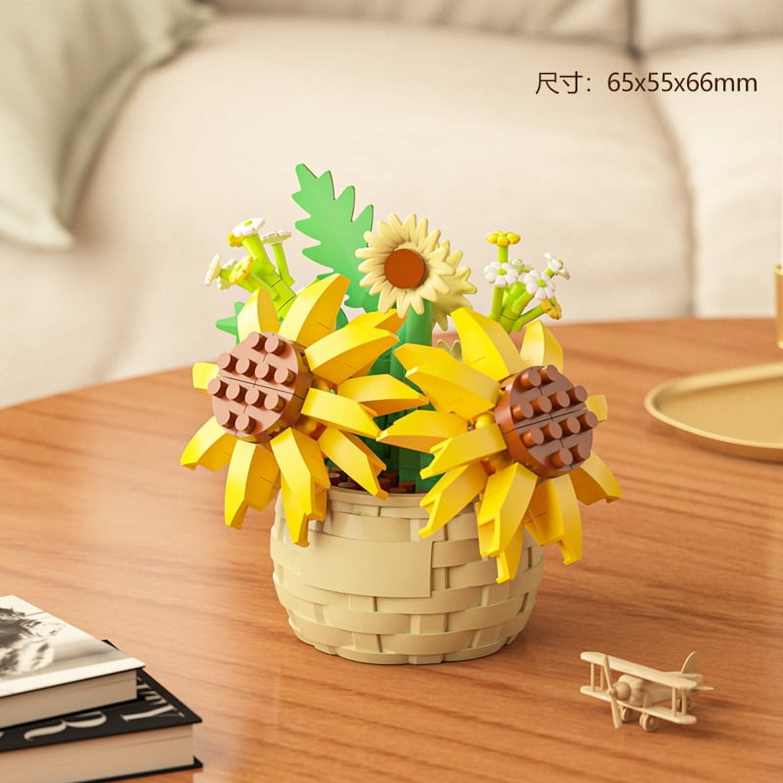DIY MOC Potted Rose Sunflower Plants Succulents Bonsai Tree Gardens ...