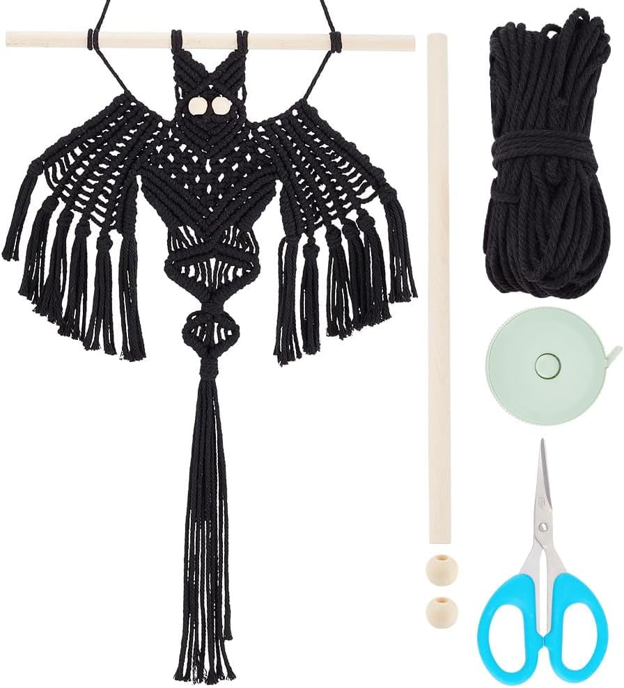 DIY Macrame Bat Wall Hanging kit Handmade Black Bat Tapestries Kit with ...