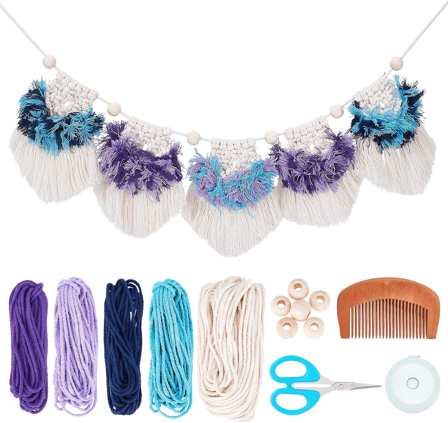 DIY Macrame Garland Kit Macrame Wall Hanging Fringe Garland Banner Boho ...