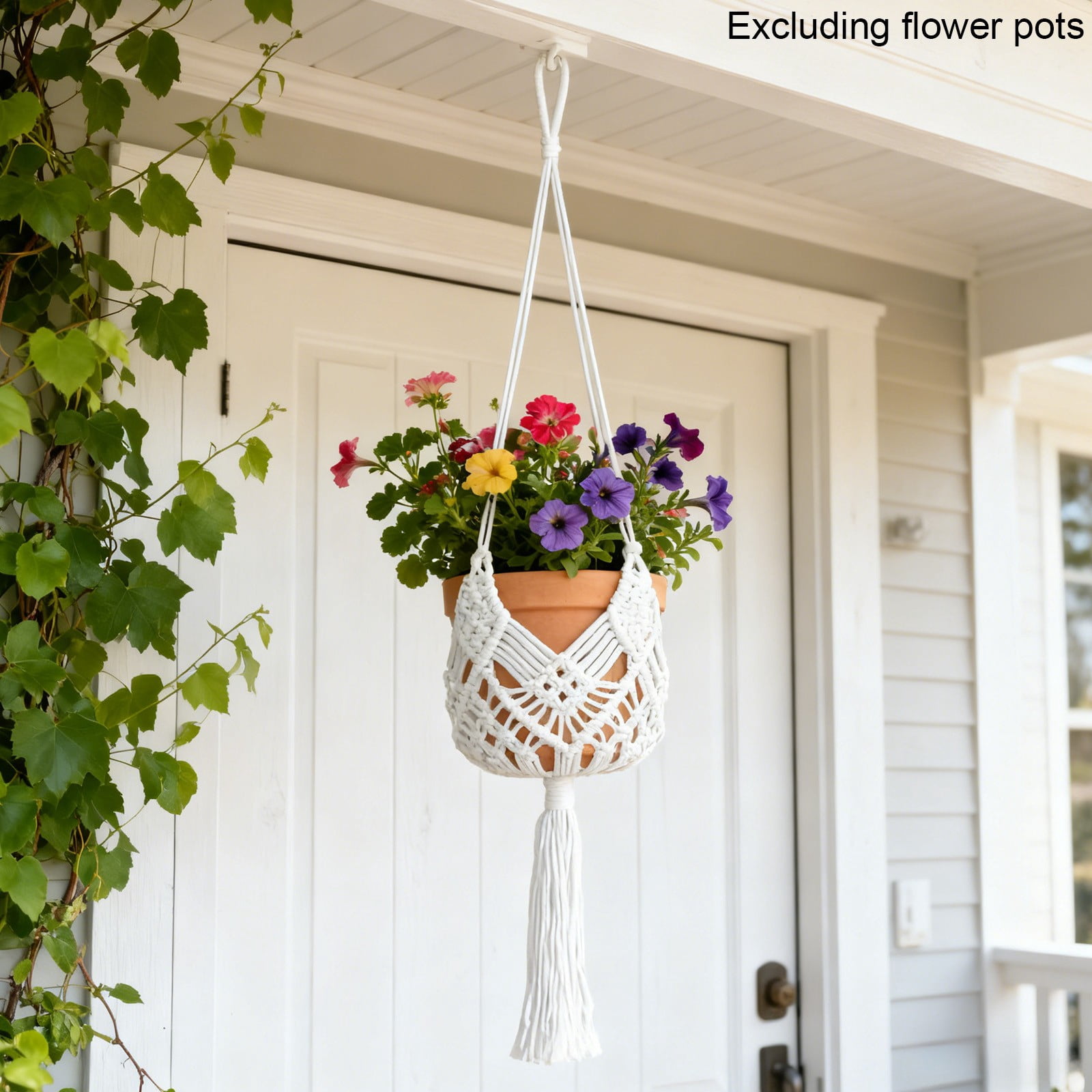 DIY Macrame Hanging Planter Kit Cotton Woven Mesh Basket with Rope for ...