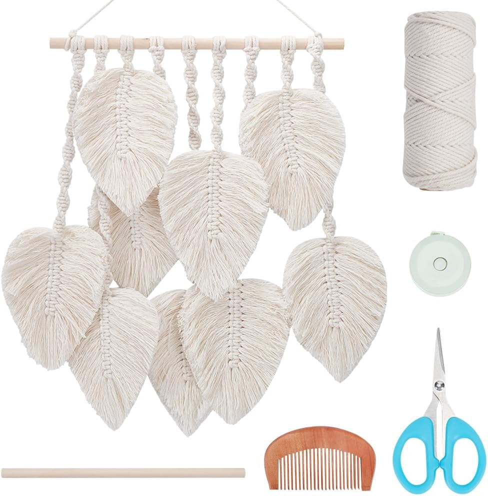 DIY Macrame Kit for Beginners with Video Tutorial Boho Macrame Leaf ...