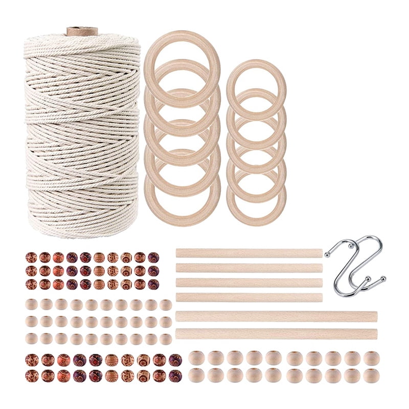DIY Macrame Kits For Beginners Cotton Cord Wooden Rings Kit Macrame ...