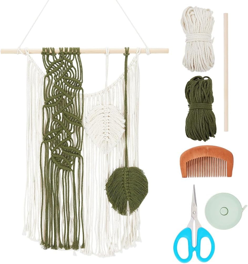 DIY Macrame Leaves Wall Hanging Kit Macrame Tapestry Boho Tassel DIY ...